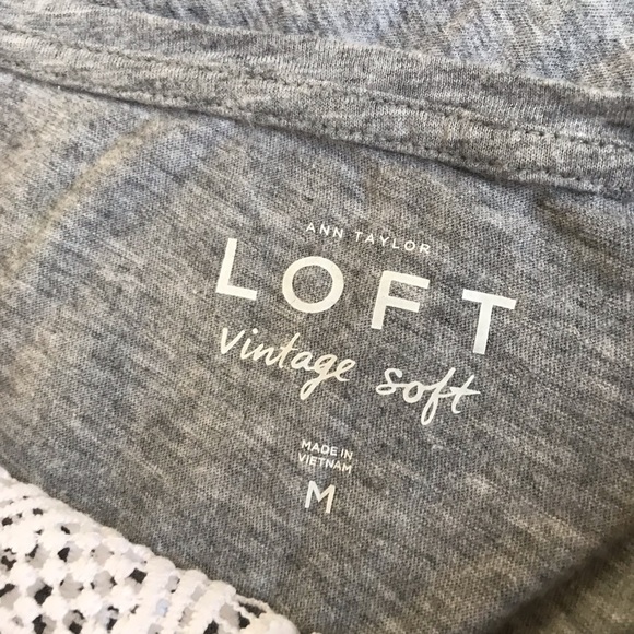 LOFT | Tops | Loft Vintage Soft Lace Trim Tee Size Medium | Poshmark